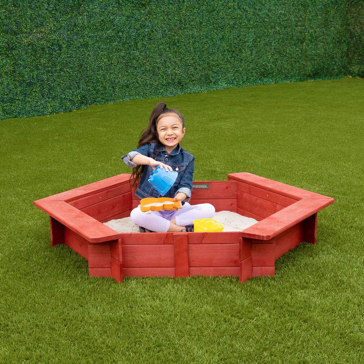 Sportspower 4.3' Hexagon Sandbox With Ground Tarp And Cover ...