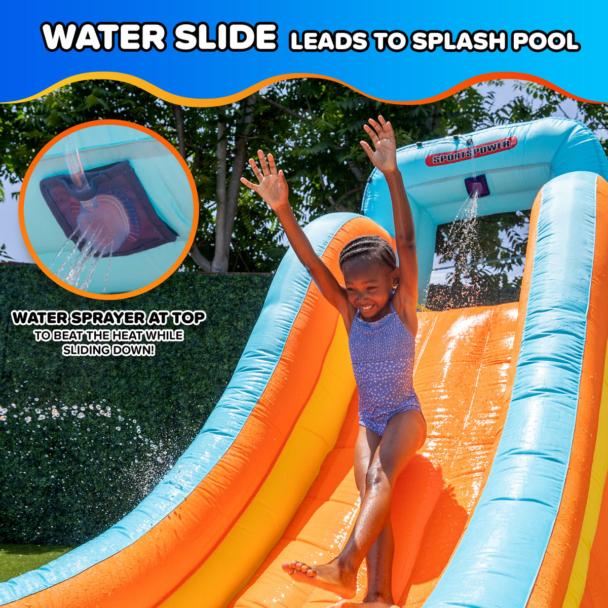 Sportspower My 1st Inflatable Water Slide with Splash Pool & Water Can ...